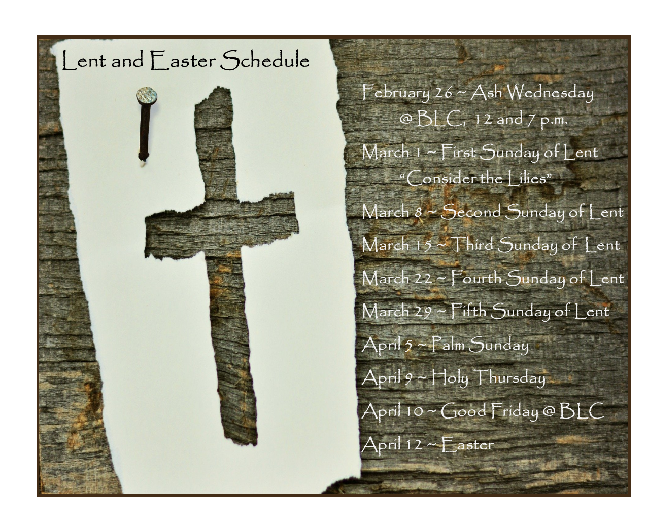 Lent & easter Schedule 2020 – St. Croix United Church